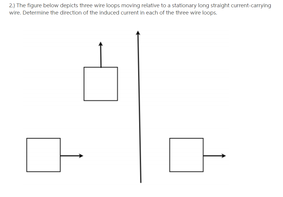 Solved 2.) The figure below depicts three wire loops moving | Chegg.com