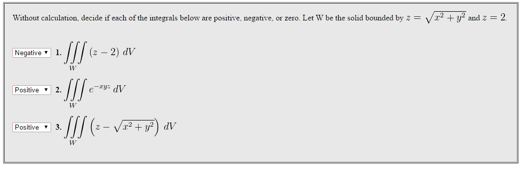 Solved Without calculation, decide if each of the integrals | Chegg.com