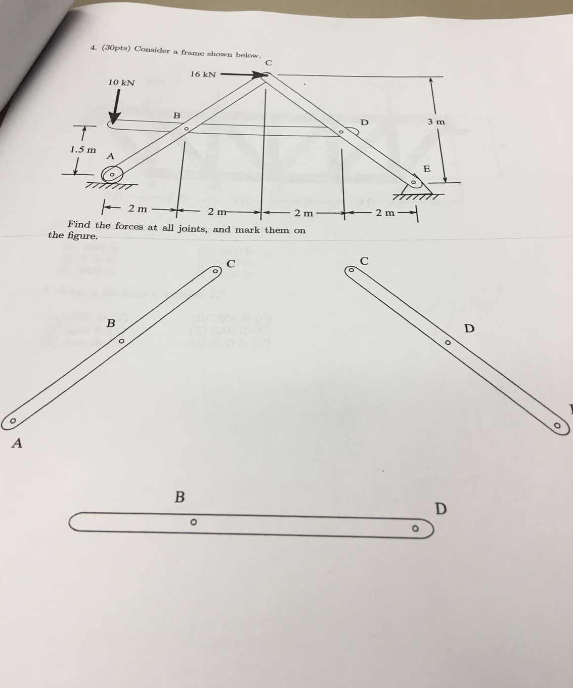 Solved Consider a frame shown below. Find the forces at all | Chegg.com