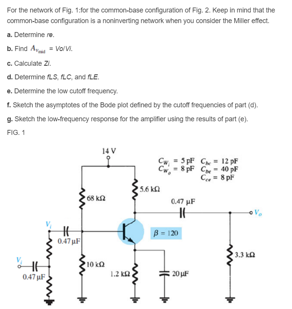 Solved For the network of Fig. 1:for the common-base | Chegg.com