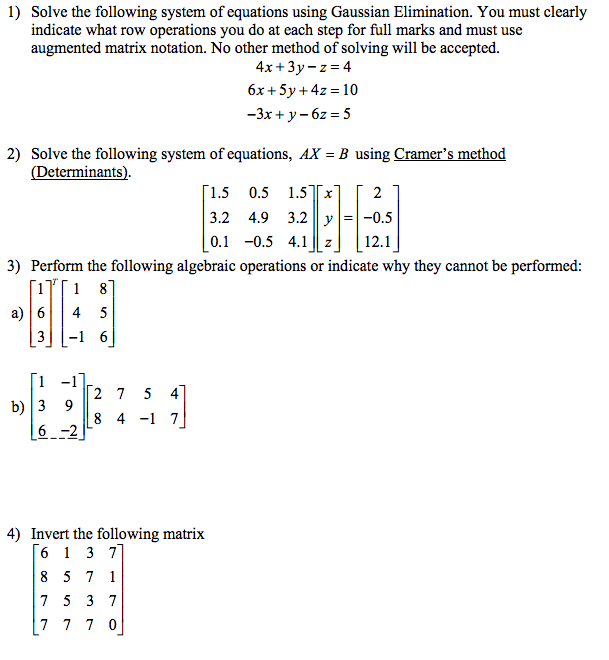 Solved Solve the following system of equations using | Chegg.com