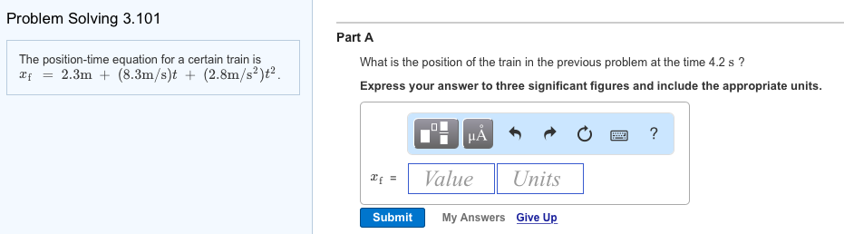 Solved Problem Solving 3.101 Part A The position-time | Chegg.com