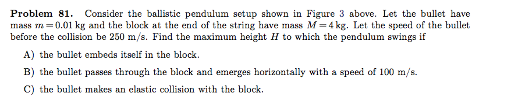 Solved Consider the ballistic pendulum setup shown in Figure | Chegg.com