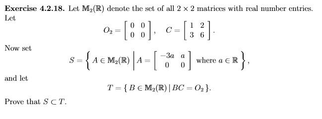 Solved Exercise 4.2.18. Let M2(R) denote the set of all 2 x | Chegg.com