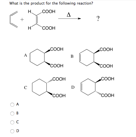 Solved What is the product for the following reaction? COOH | Chegg.com