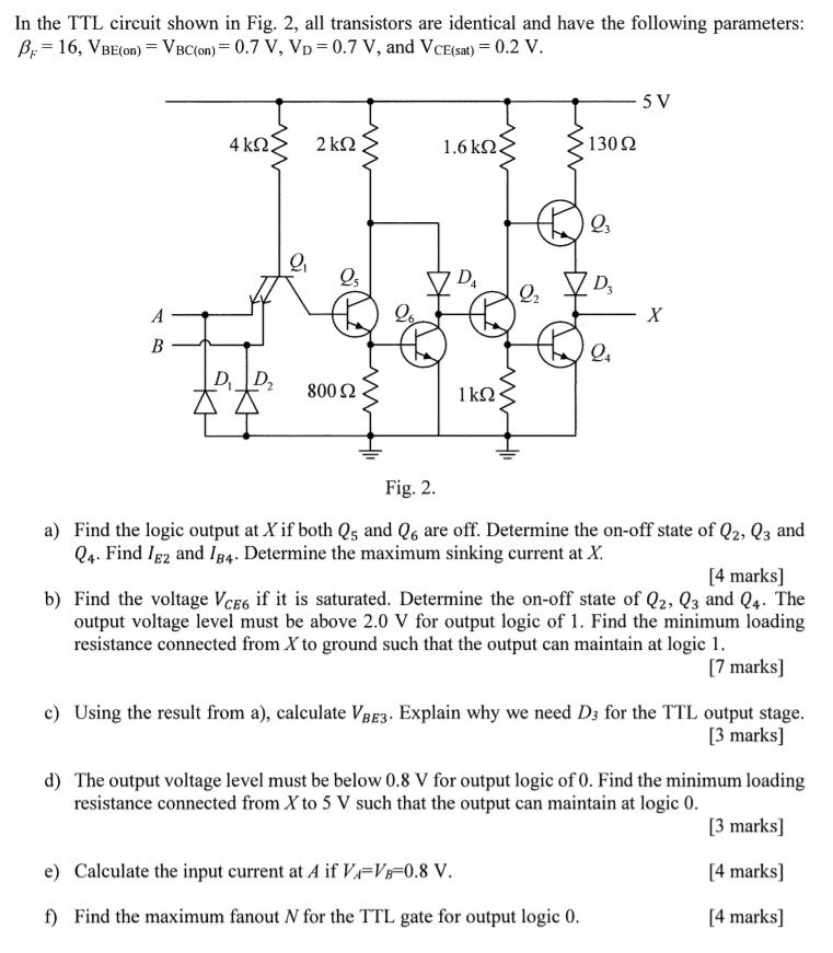 In the TTL circuit shown in Fig. 2, all transistors | Chegg.com