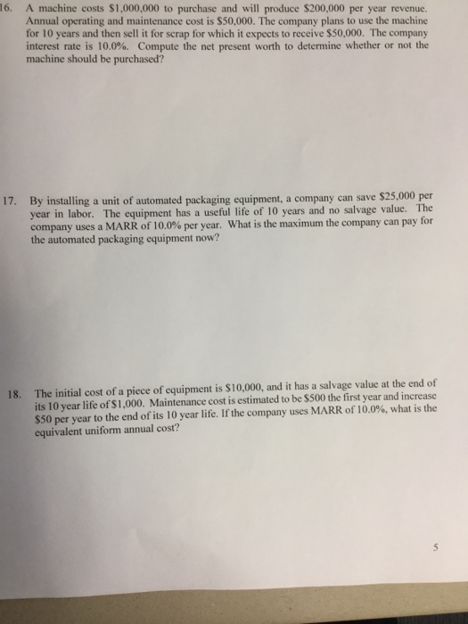 Solved A machine costs $1,000,000 to purchase and will | Chegg.com