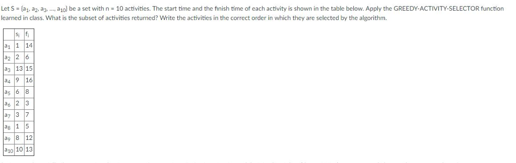 Solved Let S = {a_1, a_2, a_3, .., a_10) be a set with n = | Chegg.com