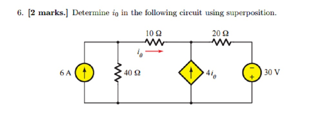 Solved 6. [2 marks.] Determine io in the following circuit | Chegg.com