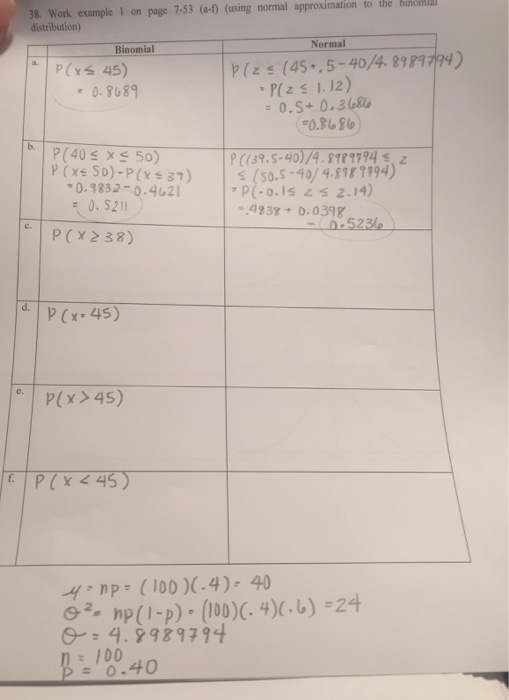 Solved Work example 1 on page 7-53 (a-f) (using normal | Chegg.com