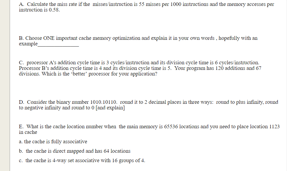 Solved Calculate the miss rate if the misses/instruction is | Chegg.com