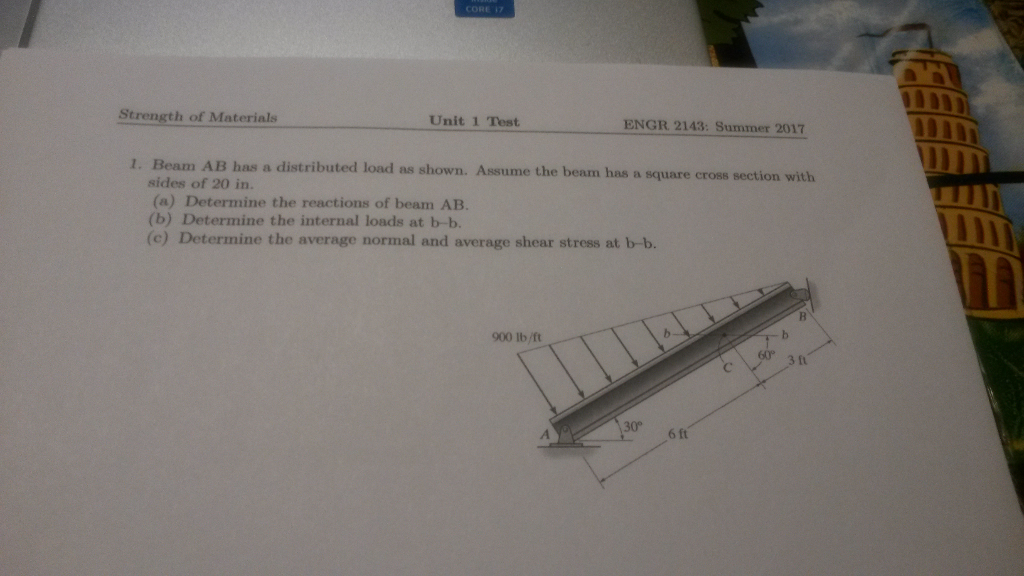 Solved Beam AB has a distributed load as shown. Assume the | Chegg.com