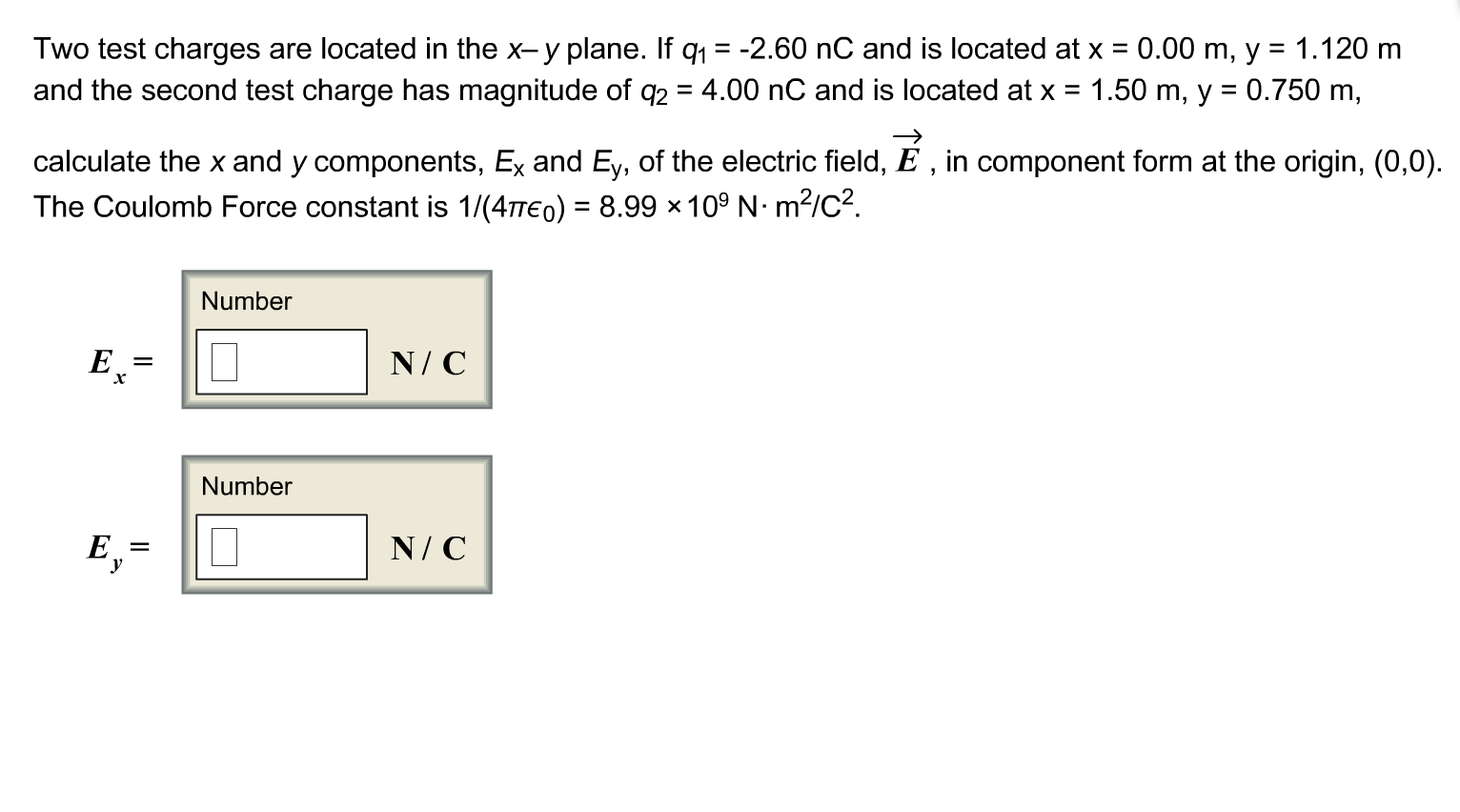 Solved Two test charges are located in the x-y plane. If q1 | Chegg.com
