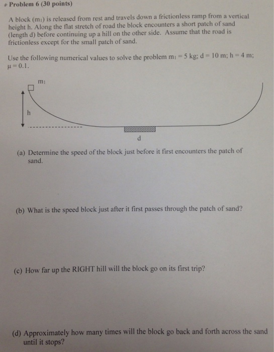 Solved A block (m_1) is released from rest and travels down | Chegg.com