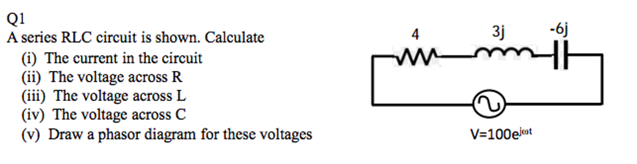 Solved A series RLC circuit is shown. Calculate The current | Chegg.com