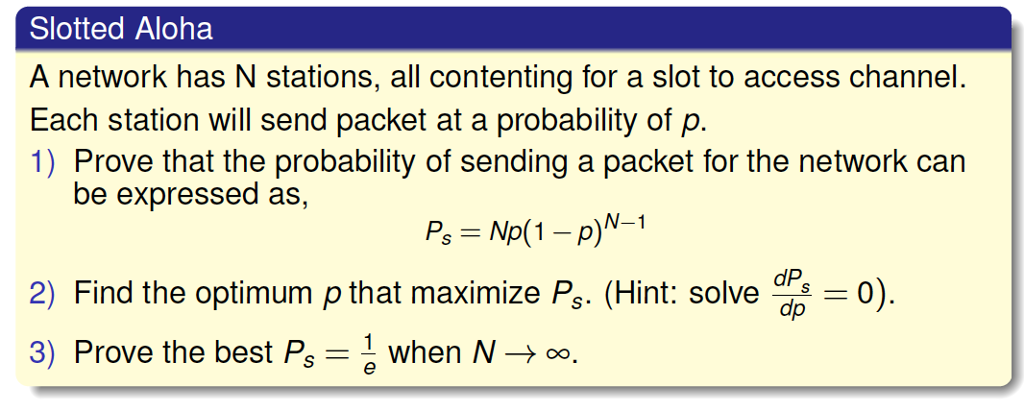 Solved Slotted Aloha A network has N stations, all | Chegg.com