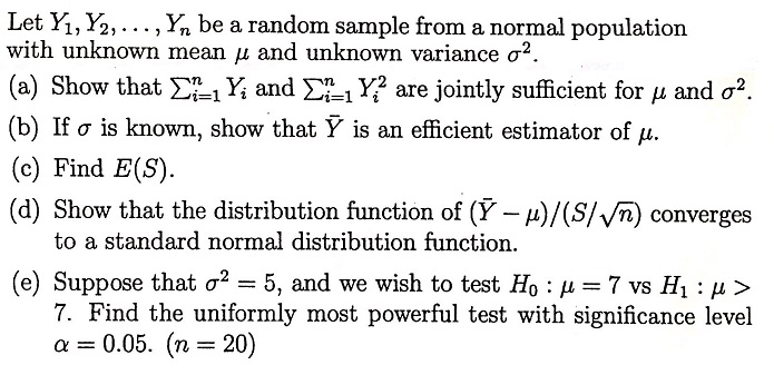 Solved Let Y1,Y2,..., Yn be a random sample from a normal | Chegg.com