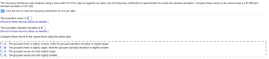 Solved The frequency distribution was obtained using a dass | Chegg.com