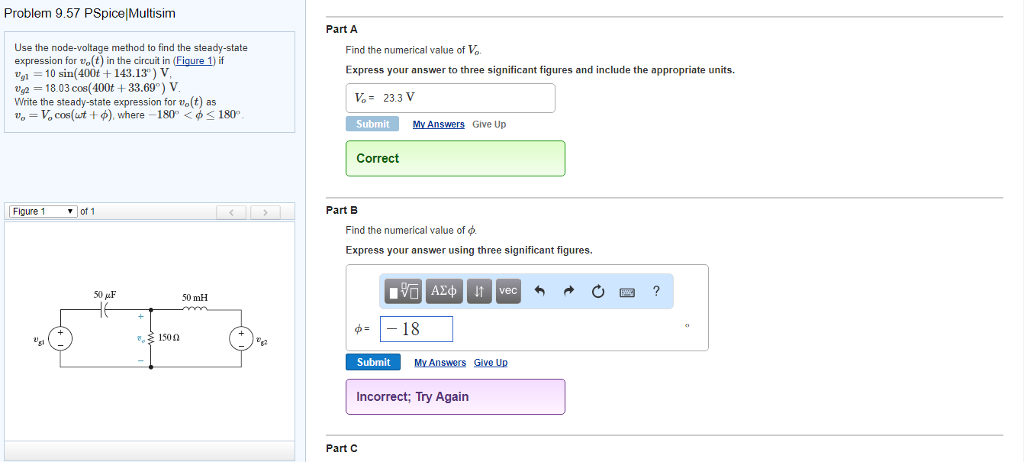 Solved Problem 9.57 PSpice Multisim Part A Use the | Chegg.com