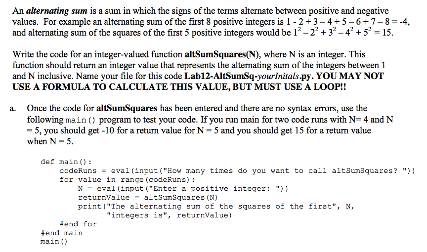 Solved An alternating sum is a sum in which the signs of the | Chegg.com