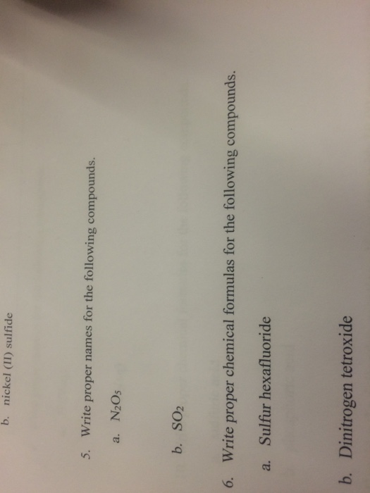 Solved nickel (II) sulfide Write proper names for the | Chegg.com