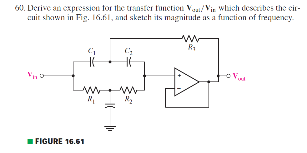 Solved Derive an expression for the transfer function | Chegg.com
