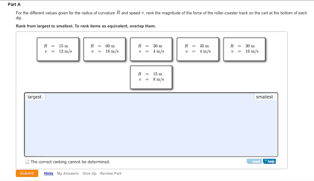 Solved Normal Force and Centripetal Force Ranking Task A | Chegg.com