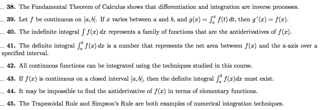 Solved 38. The Fundamental Theorem of Calculus shows that | Chegg.com