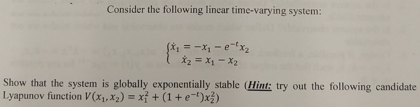 Solved Consider the following linear time-varying system: X2 | Chegg.com