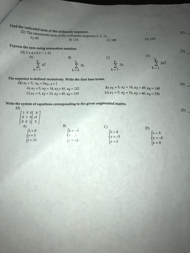 Solved Find the indicated term of the arithmetic sequence. | Chegg.com