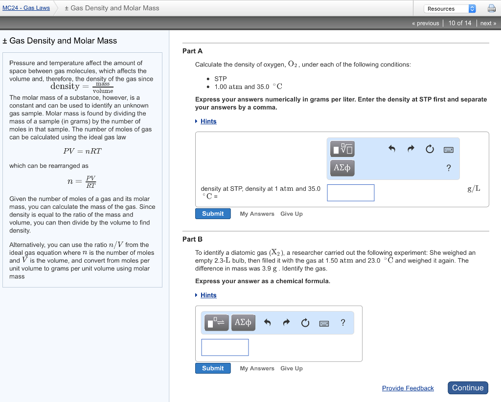 Solved MC24 - Gas Laws + Gas Density and Molar Mass | Chegg.com
