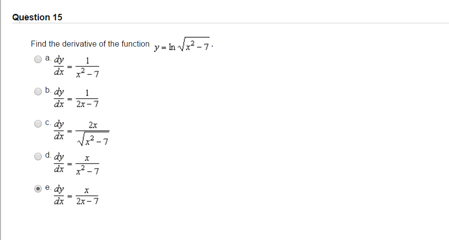 Solved Find the derivative of the function y = ln squareroot | Chegg.com