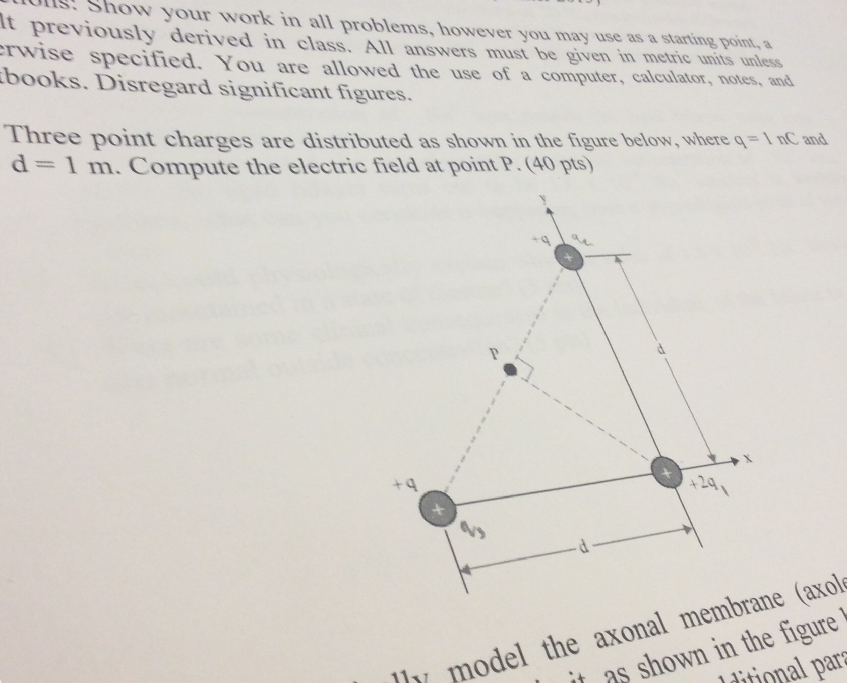 Solved Three point charges are distributed as shown in the | Chegg.com