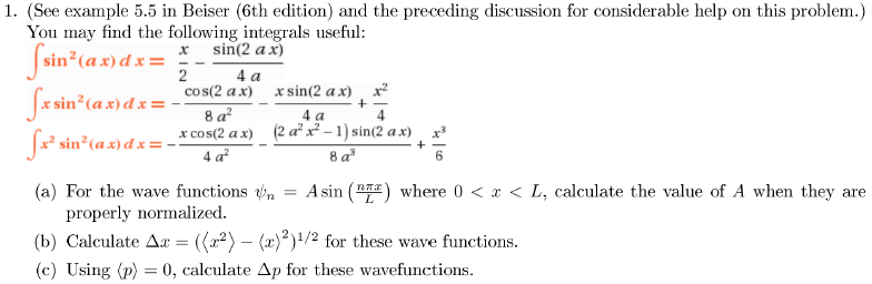 Solved You may find the following integrals useful: For the | Chegg.com