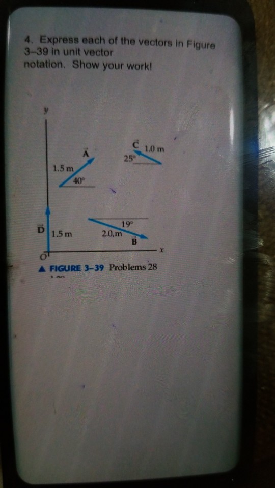 Solved 4. Express each of the vectors in Figure 3-39 in unit | Chegg.com