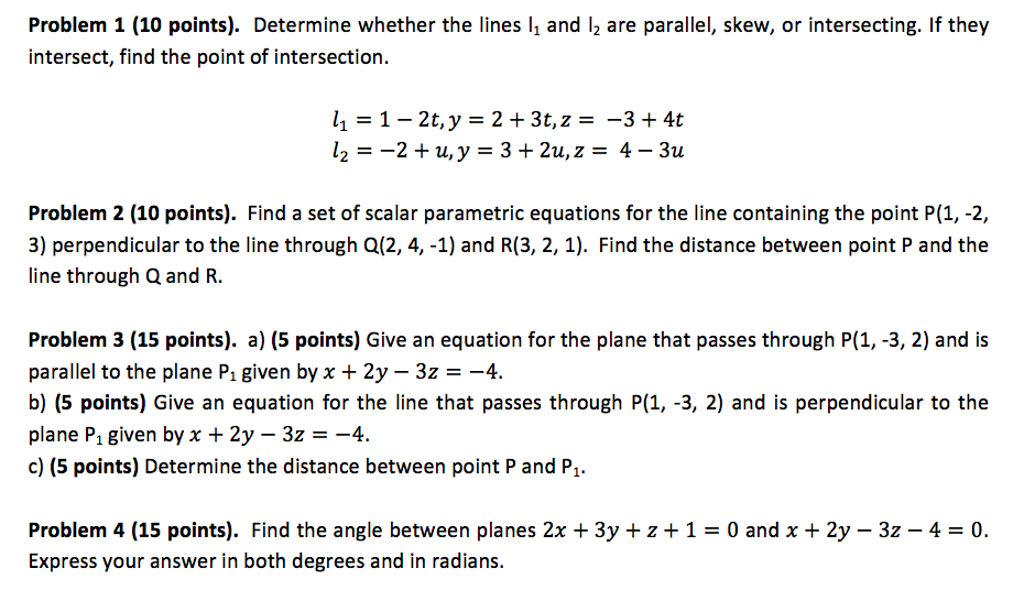 Solved Determine Whether The Lines I1 And I2 Are Parallel