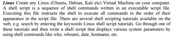 Solved Linux Create any Linux (Ubuntu, Debian, Kali etc) | Chegg.com