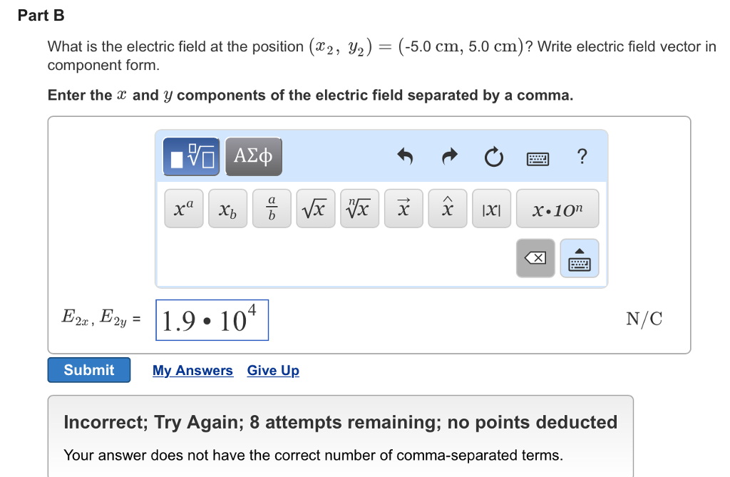 Solved Part B What is the electric field at the position (T | Chegg.com