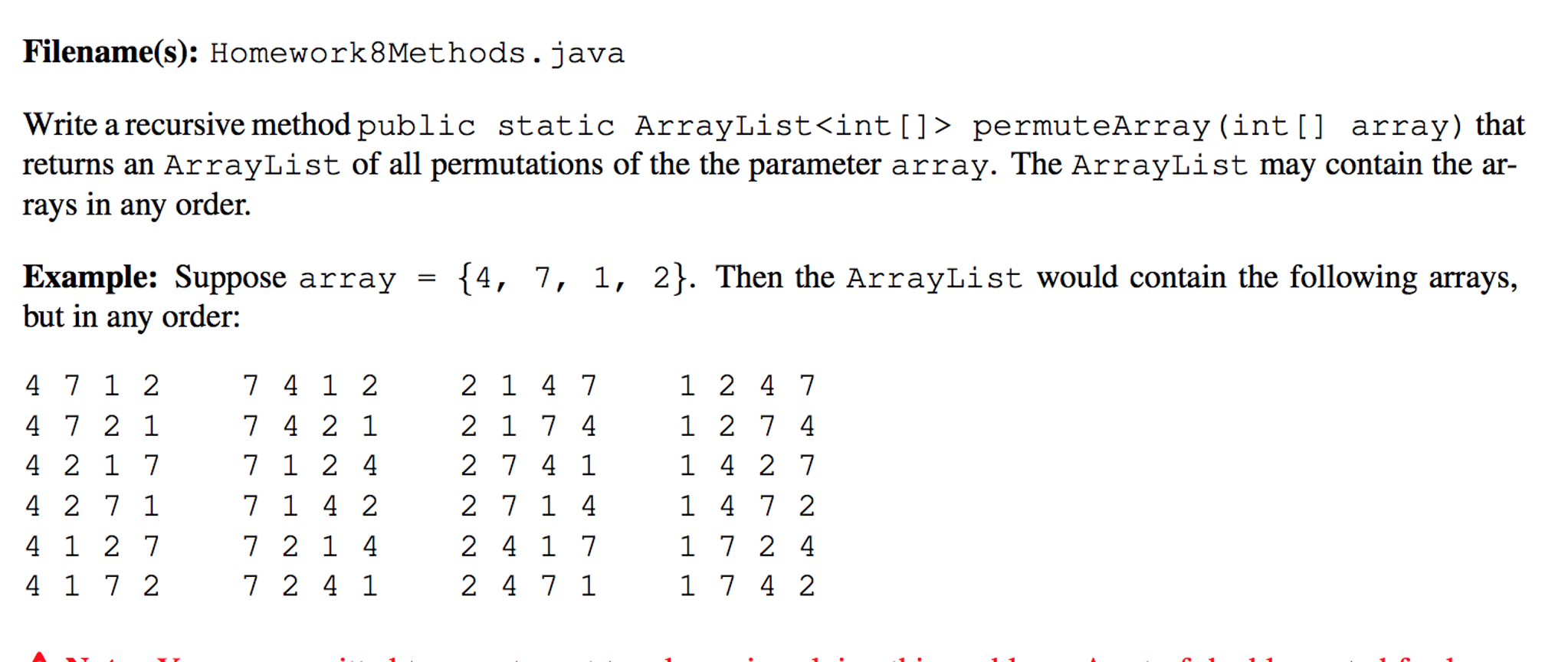 Solved Filename(s): Homework Methods. java Write a recursive | Chegg.com