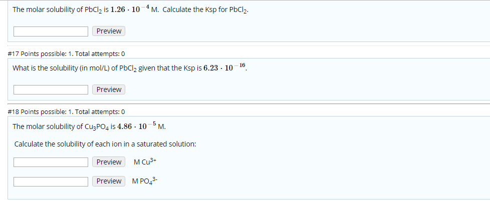Solved The molar solubility of PbCl2 is 1.26- 10 4M. | Chegg.com