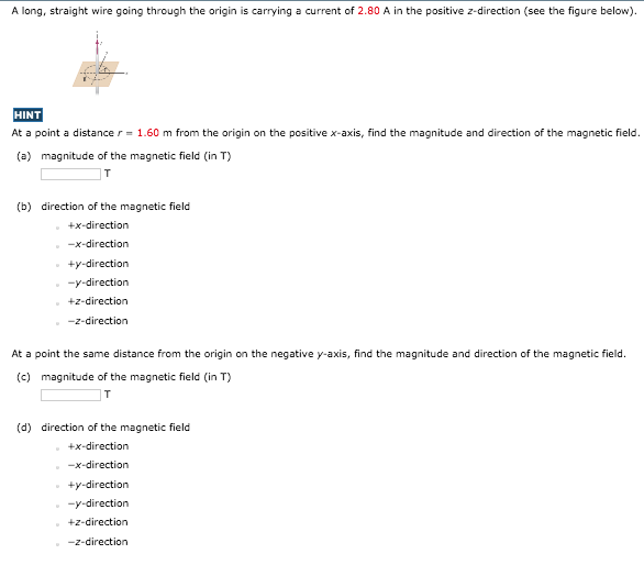Solved A long, straight wire going through the origin is | Chegg.com
