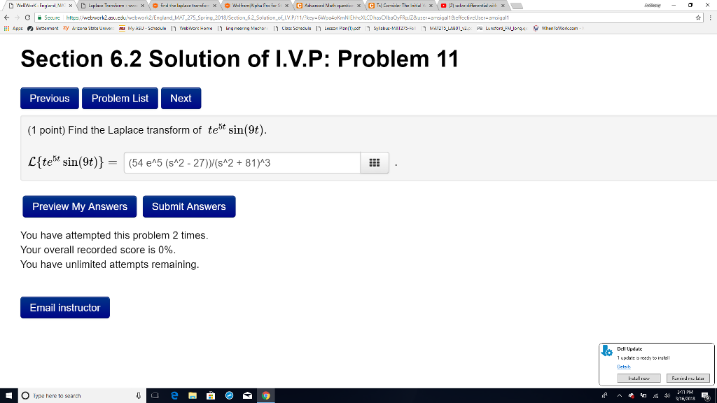Solved ← C ii Seoure httpso/webwork2asu.ed Section 6.2 | Chegg.com