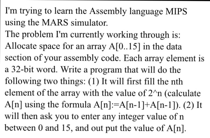 Solved I'm trying to learn the Assembly language MIPS using | Chegg.com