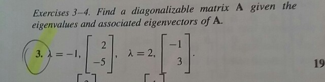 Solved Find a diagonalizable matrix A given the the | Chegg.com