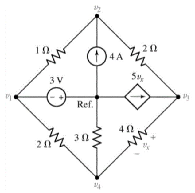 Solved Using the supernode method determine v1, v2, v3, v4, | Chegg.com
