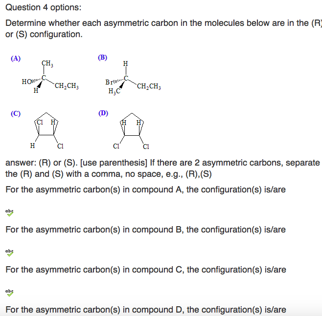 Solved Question 4 options: Determine whether each asymmetric | Chegg.com