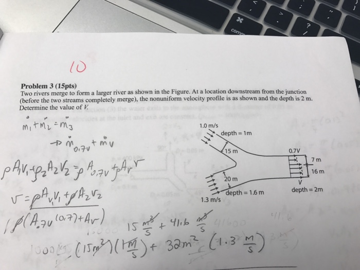 Solved Two rivers merge to form a larger river as shown in | Chegg.com