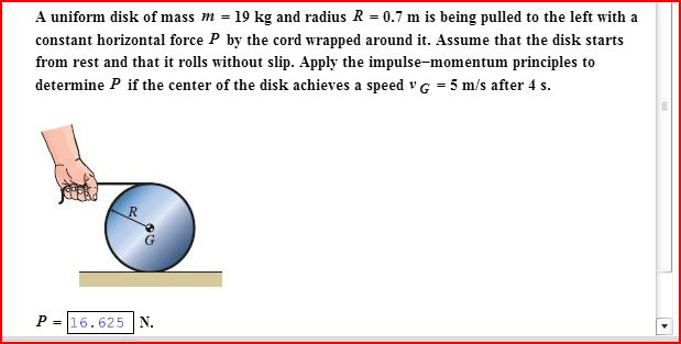 Solved A uniform disk of mass m = 19 kg and radius R = 0.7 m | Chegg.com