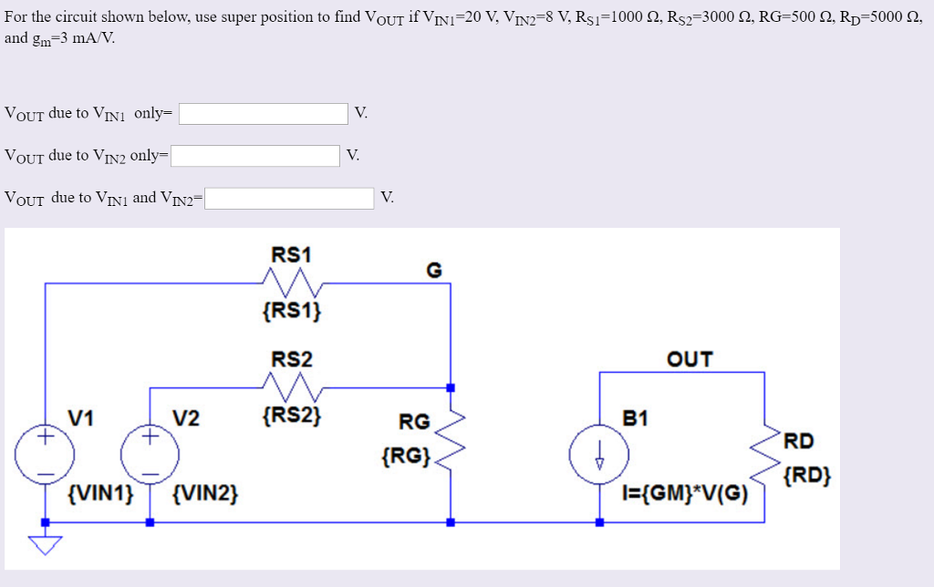 Solved For the circuit shown below, use super position to | Chegg.com
