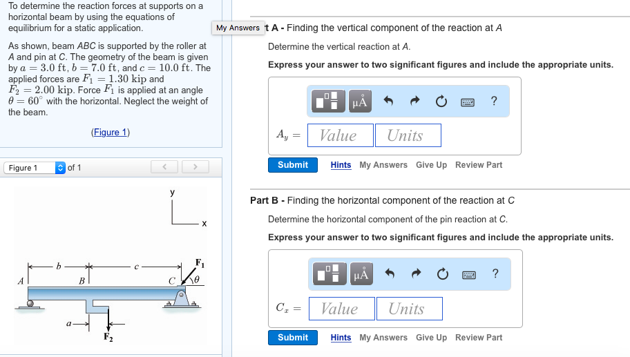 Solved To determine the reaction forces at supports on a | Chegg.com